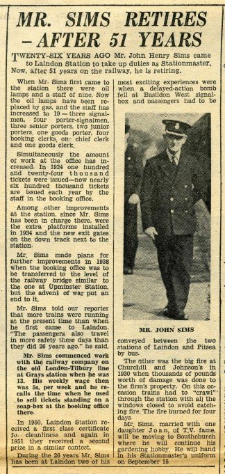 John Henry Sims - Laindon Station Master 1926-1952. | Noteworthy People ...